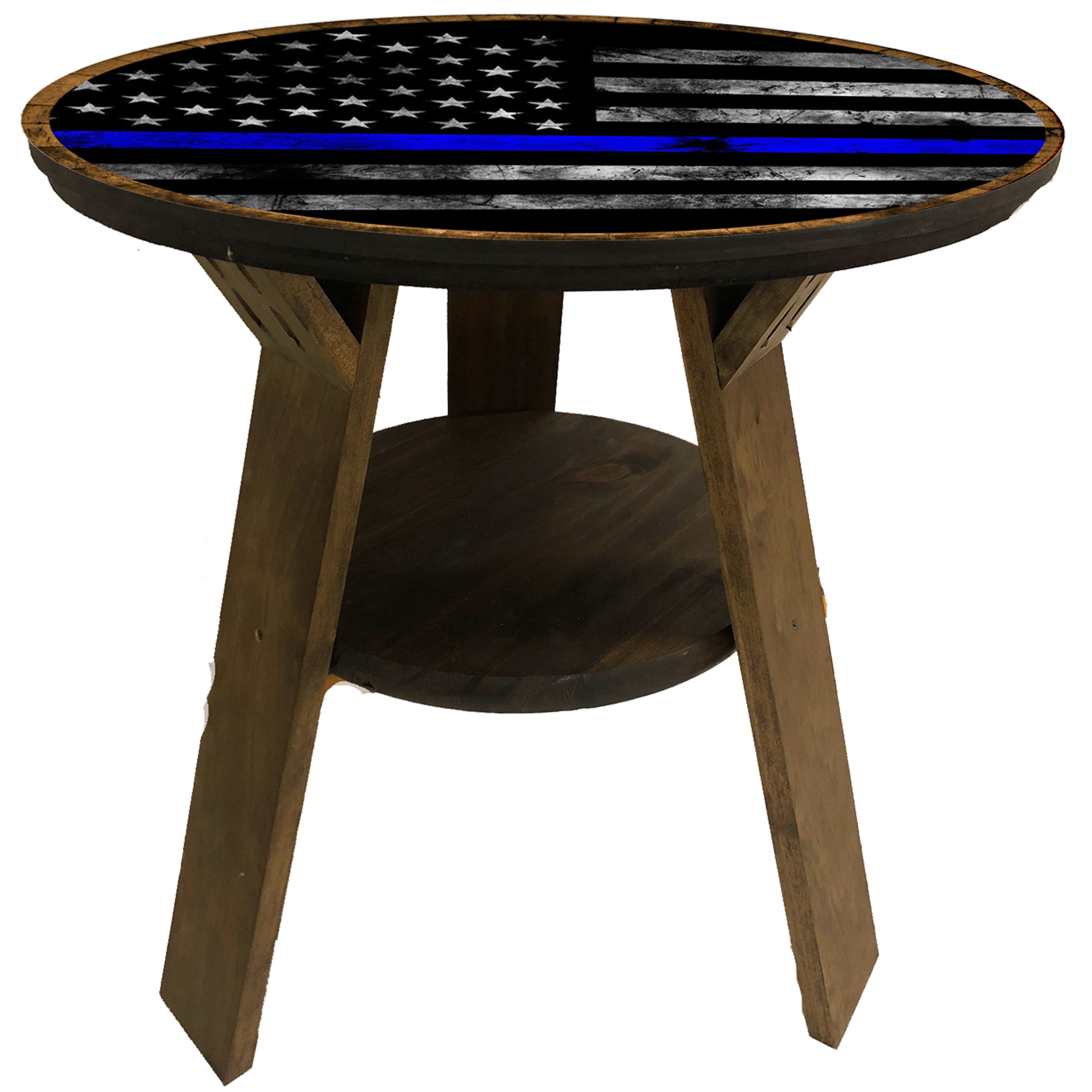 Thin Blue Line Police Department American Flag Pub Side Table with ...