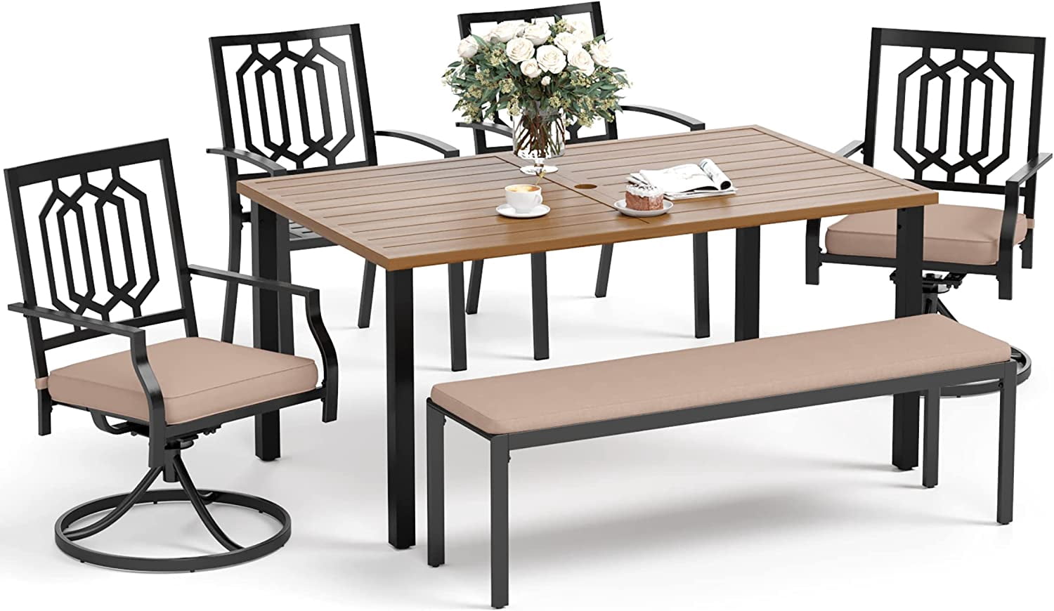 VALLEY Patio Dining Sets for 6 2 Stable Dining Chairs for Outdoor ...