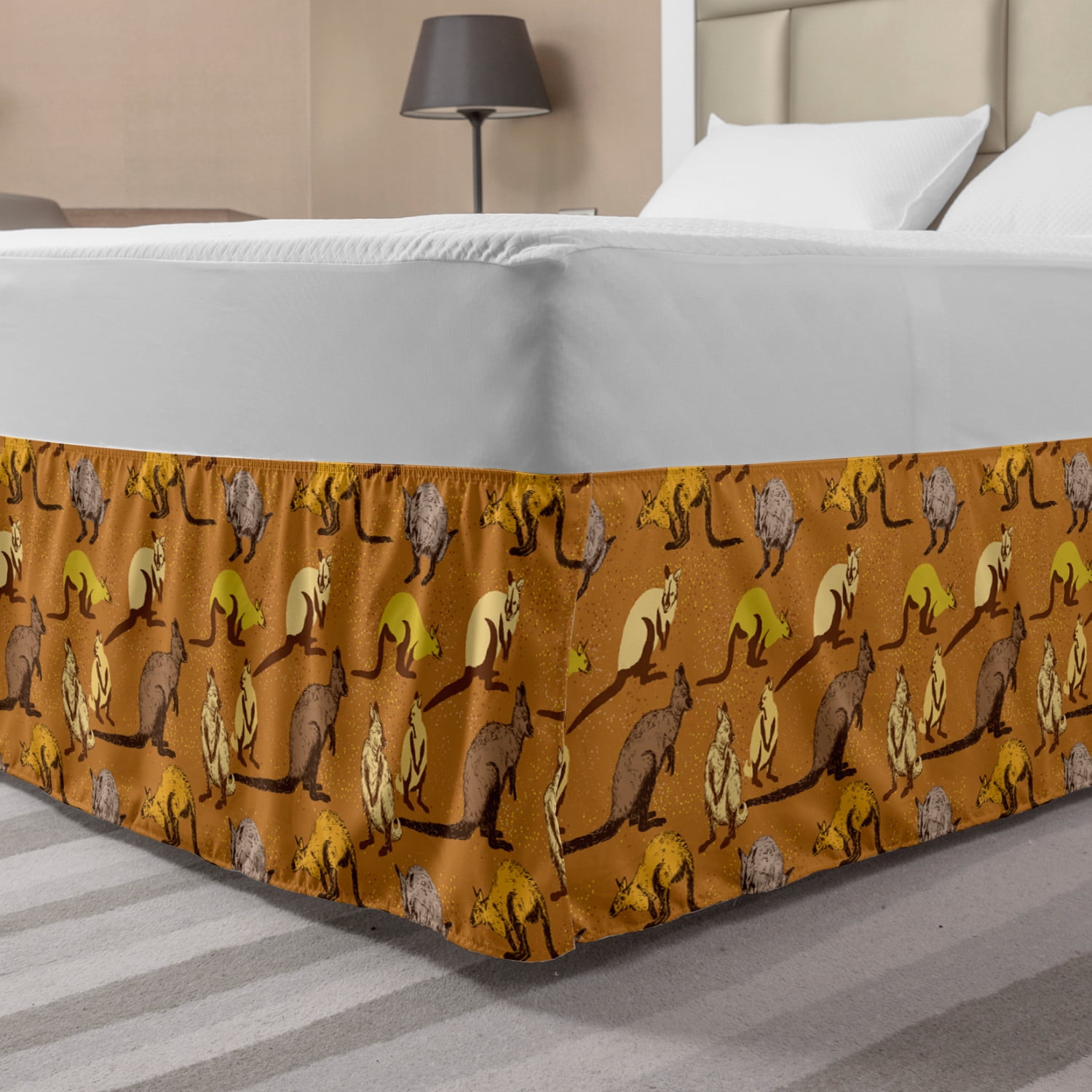 Kangaroo Bed Skirt, Safari Inspired Sandy and Grungy Background with ...