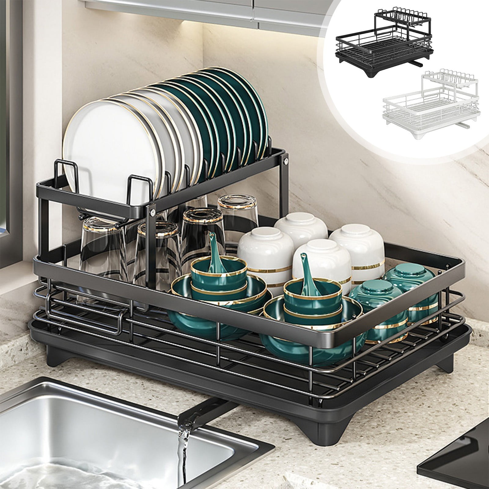 Click here for Blaxill Kitchen Dish Drying Rack Carbon Steel Doub... prices