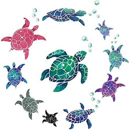 Colorful Turtle Wall Stickers - 10 Piece Turtle and Bubble Wall ...