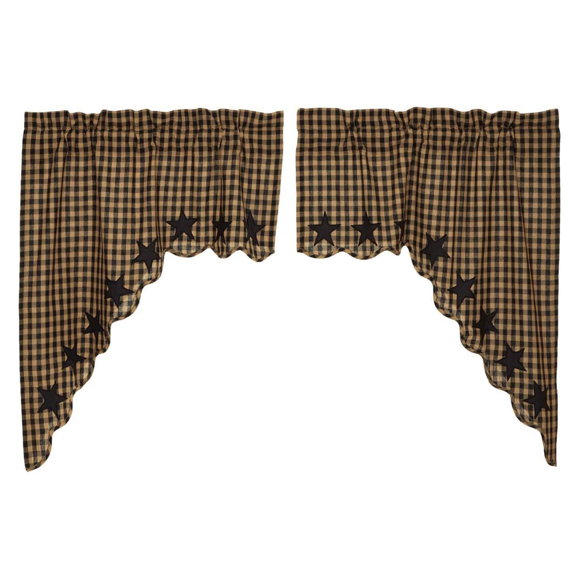 VHC Brands Mayflower Market Star Scalloped Swag Set, Raven/Khaki, 2 ...