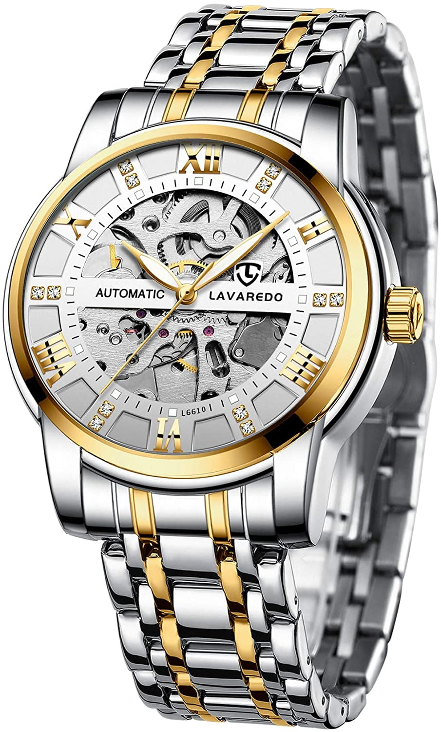A ALPS Men's Automatic Mechanical Watches self Winding Luxury Diamond ...