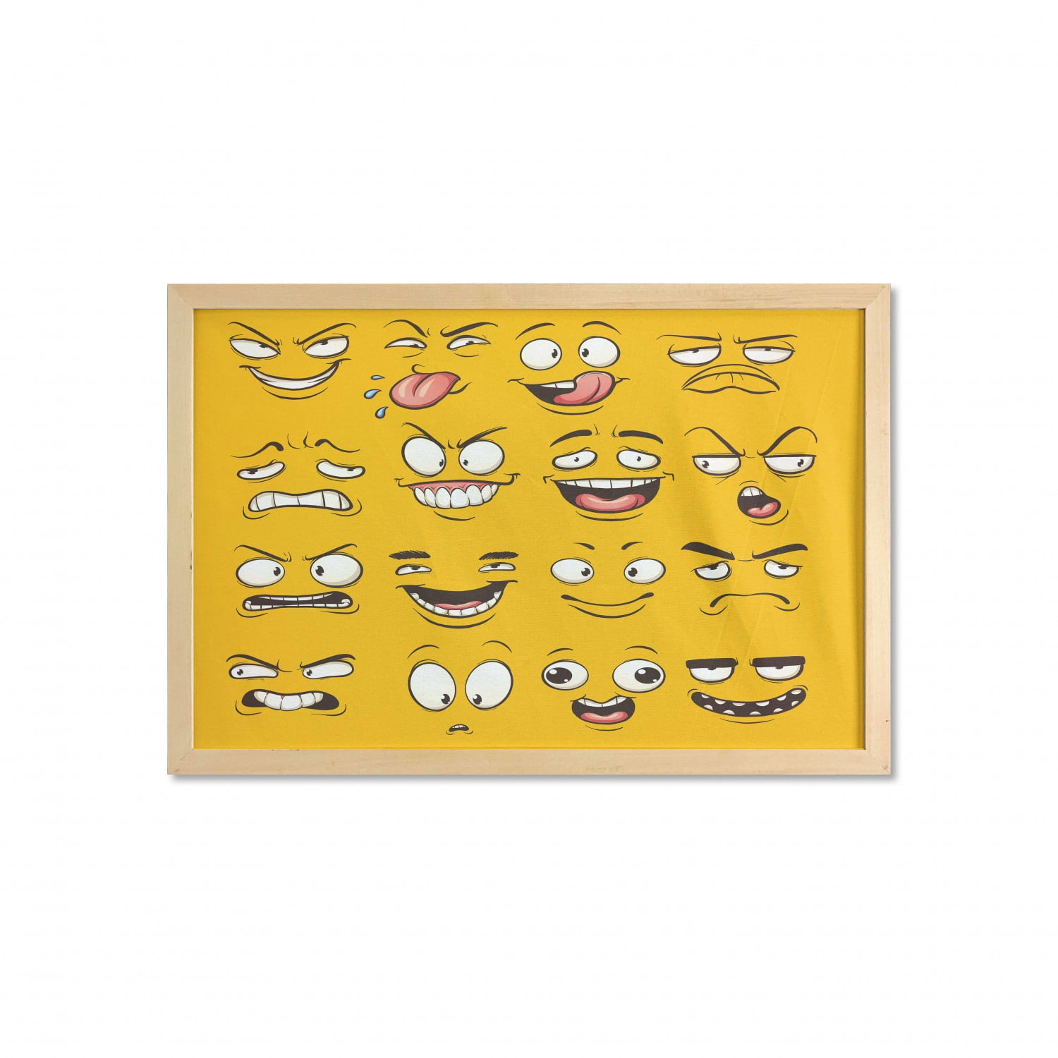 Emoticon Wall Art with Frame, Smiling Surprised Sad Hot Happy Sarcastic ...