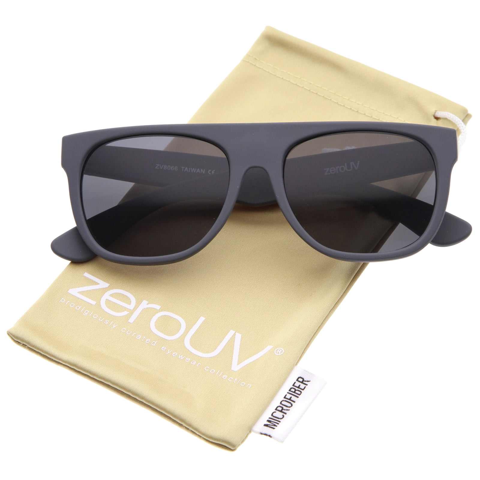 Zerouv Modern Super Flat Top Wide Temple Horn Rimmed Sunglasses 55mm