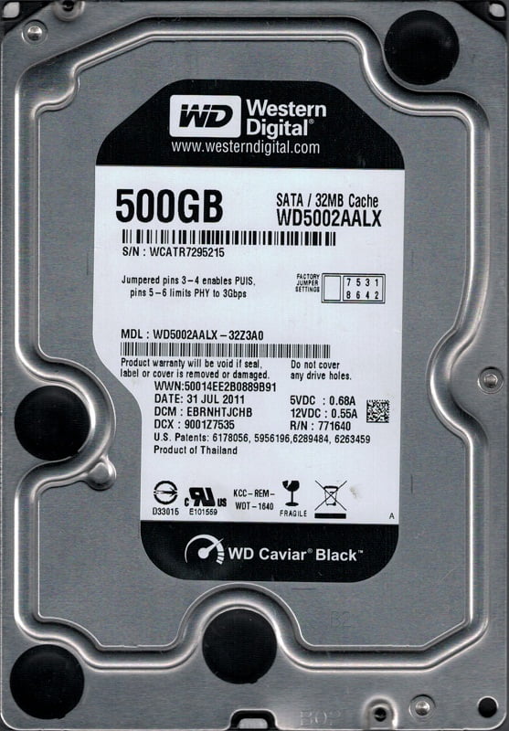 Western Digital WD5002AALX-32Z3A0 500GB DCM: EBRNHTJCHB - Walmart.com