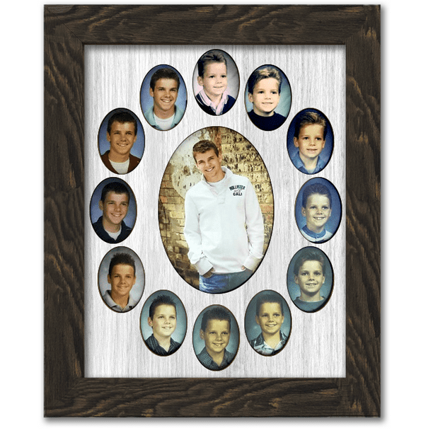 School Years Picture Frame - Oval Collage - Holds 2x3 Wallet Photos - K ...