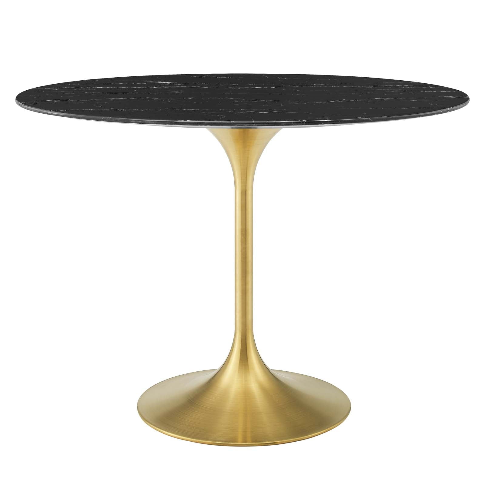 42” Oval Tulip Table, Faux Black Marble Top Dining Table, Gold Base ...