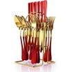 MDEALY 20-Piece Red Silverware Set for 4, 18/0 Stainless Steel Flatware ...
