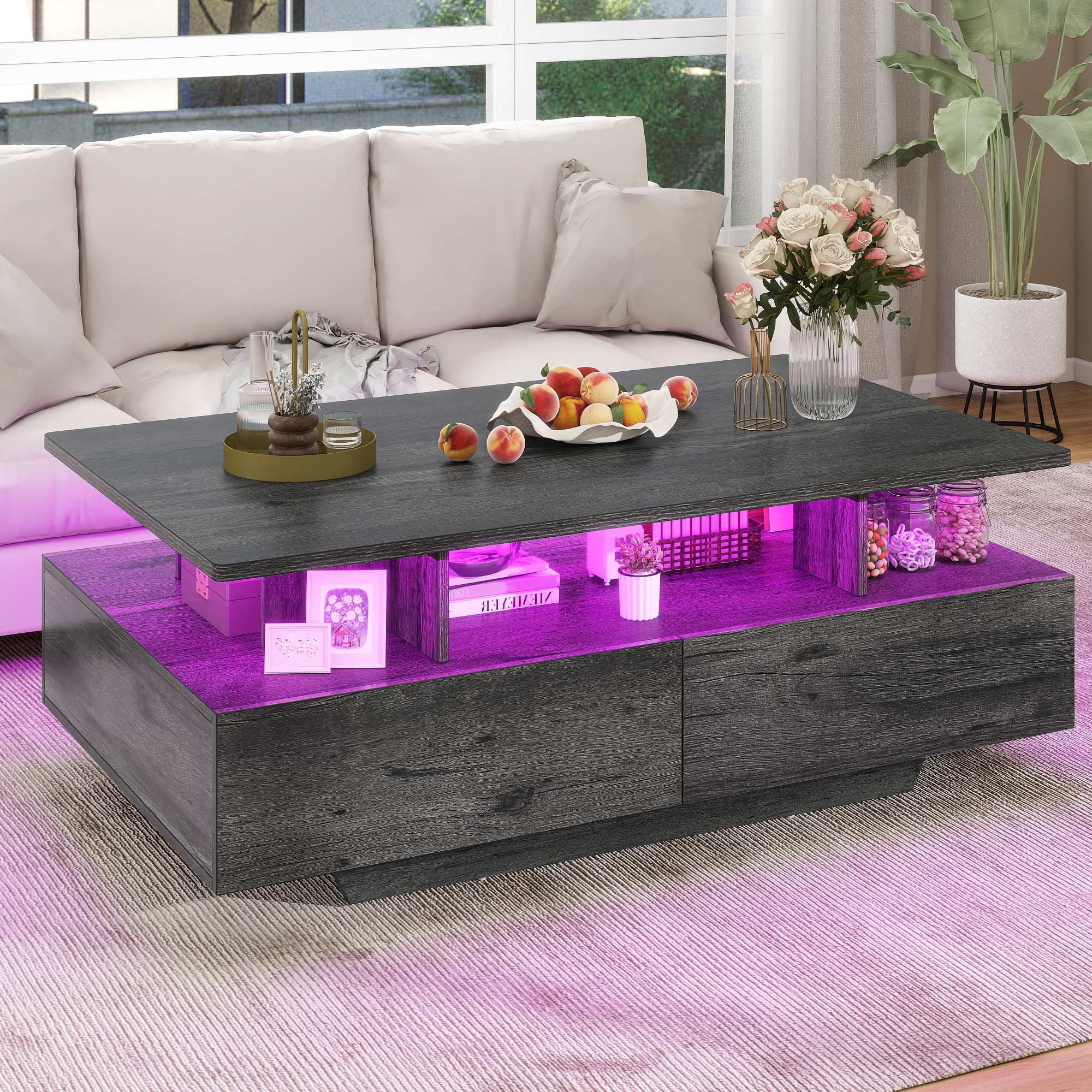 Click here for Dextrus Led Coffee Table With Storage  Modern Cent... prices