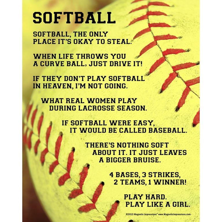 Clever Softball Quotes Unframed Softball Bat 8" X 10" Poster Print