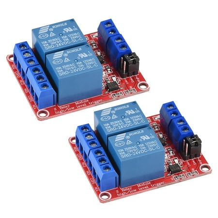 Uxcell Relay Module 2 Channel 24V High Low Level Trigger Module Red ...