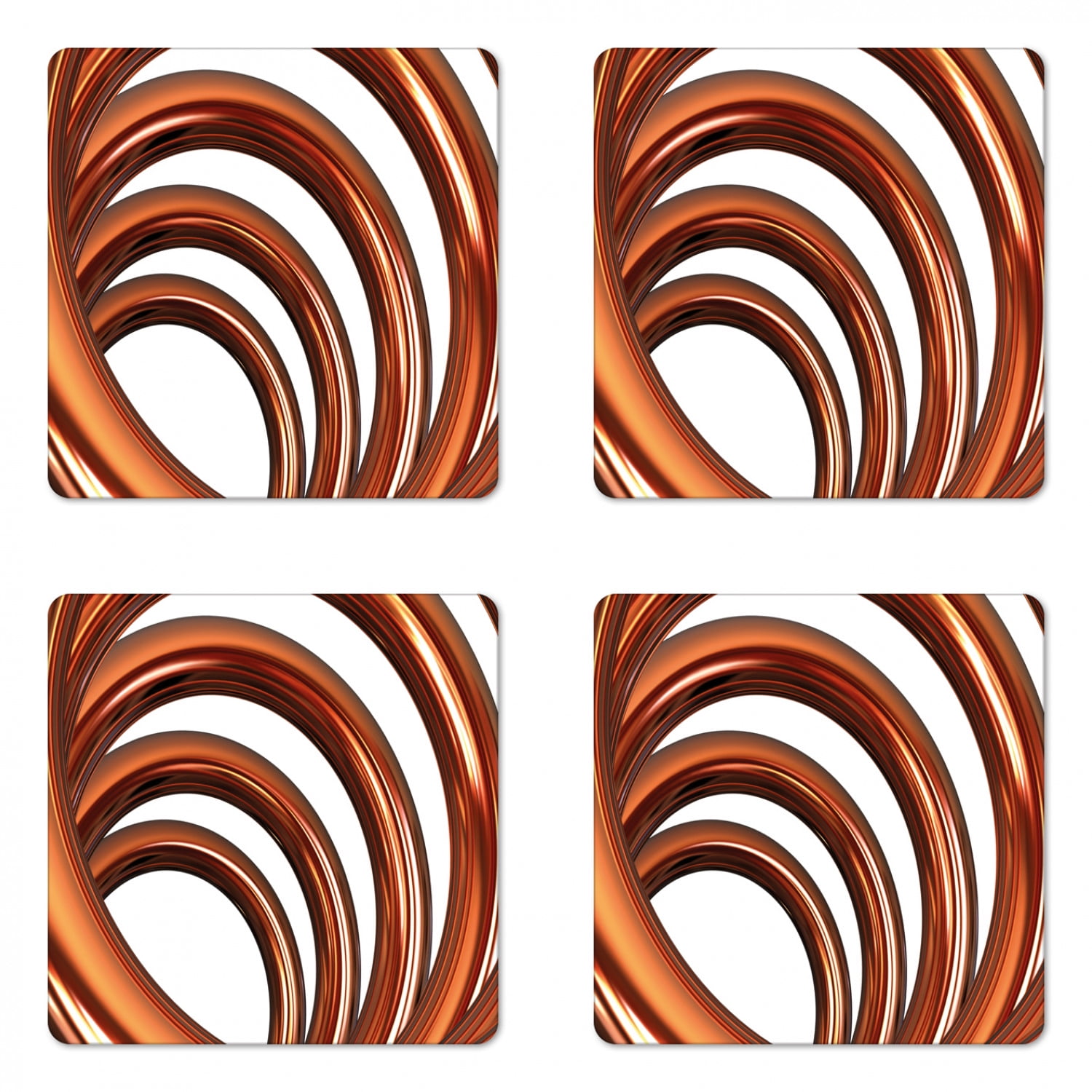 Abstract Coaster Set of 4, Helix Coil Curved Spiral Pipe Swirled Shape ...