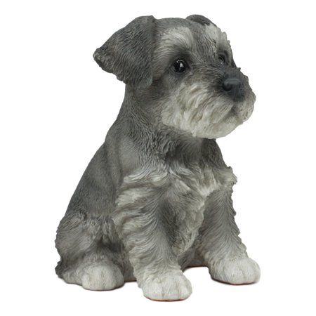 Ebros Realistic Miniature Schnauzer Puppy Statue 6.5" Tall Animal Dog ...