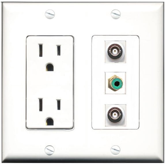RiteAV - 15 Amp Power Outlet 1 Port RCA Green 1 Port Coax 1 Port BNC ...