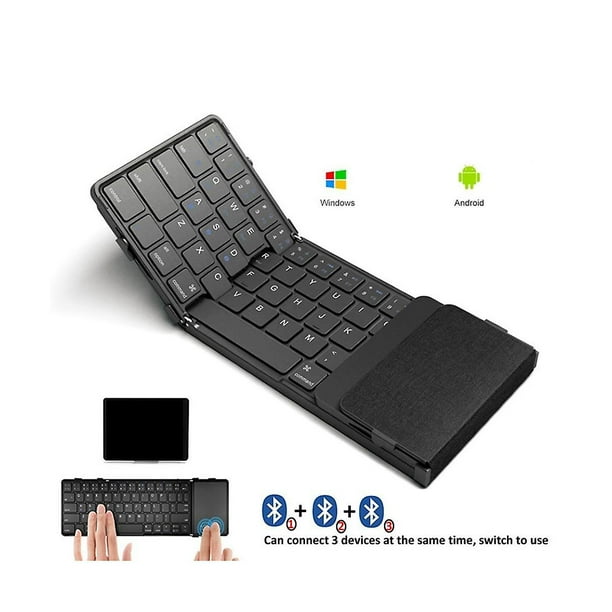 Foldable Bluetooth Keyboard -folding Wireless Keyboard With Touchpad Rechargeable Keyboard For ...