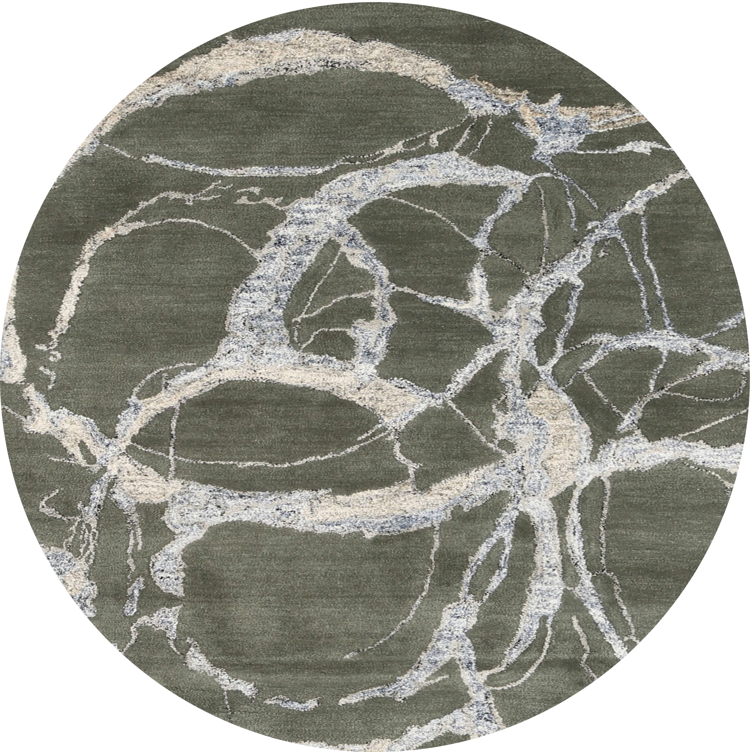 Ahgly Company Indoor Round Contemporary Dark Olive Green Abstract Area ...