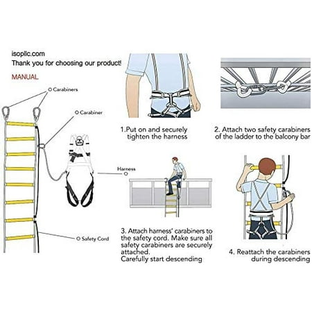 Emergency Fire Escape Rope ladder 3 Story 4 story Homes 32 Feet Flame ...