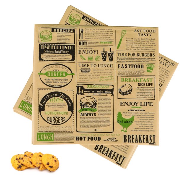 100Pcs Wax Paper Sheets for Food, Sandwich Wrapping Paper, Basket ...