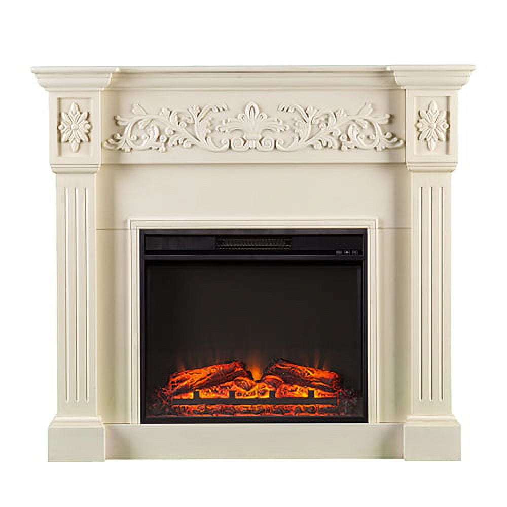Jordan II Electric Fireplace, Ivory - Sansujyuku