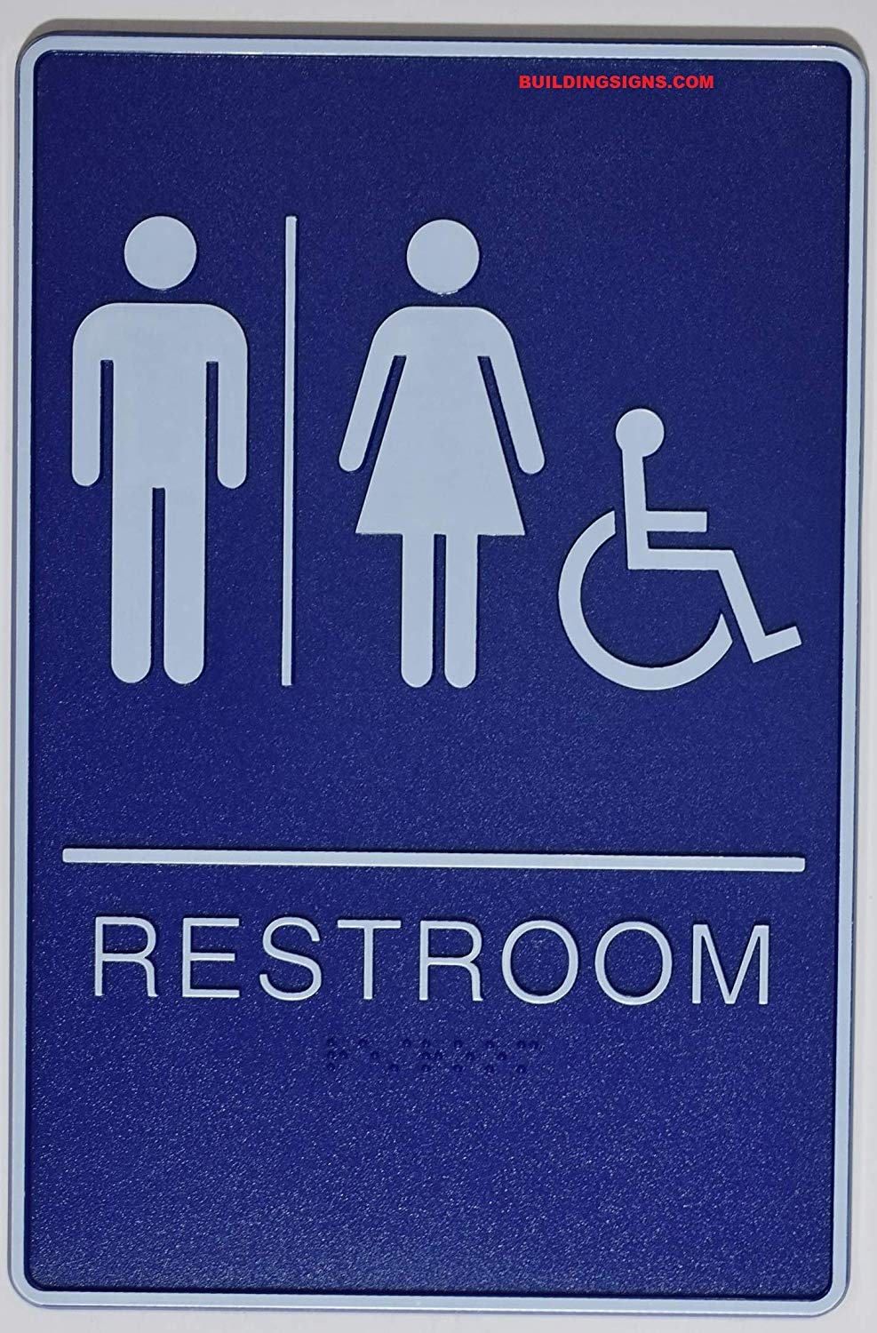Wheelchair Accessible Restroom Sign with Tactile Graphic (Blue,6x9 ...