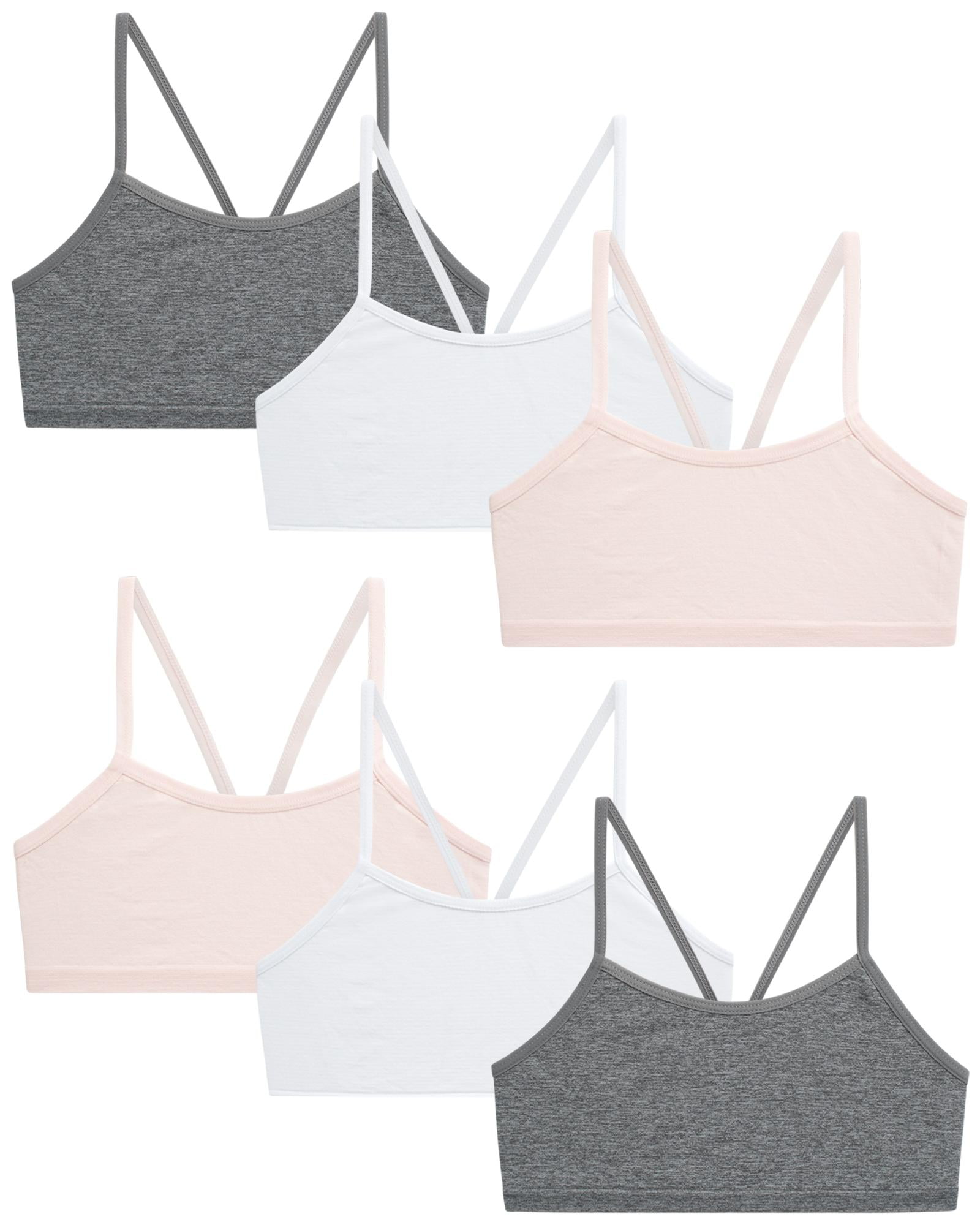 Only Girls Training Bra 6 Pack Crop Cami Bralette, Sizes 7-14 - Walmart.com