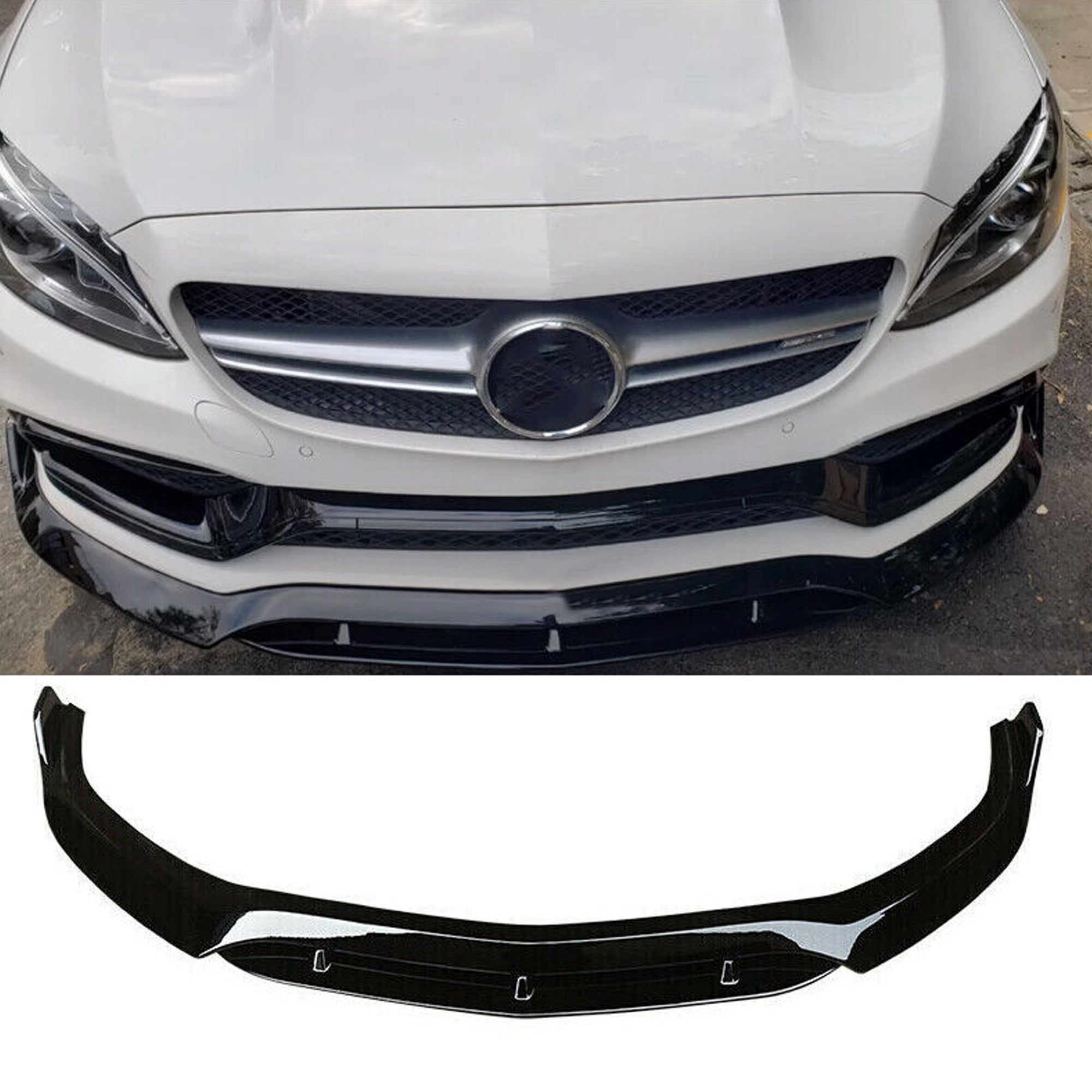 NINTE Front Bumper Lip for 2015-2021 Mercedes Benz W205 C63 C63S Gloss ...