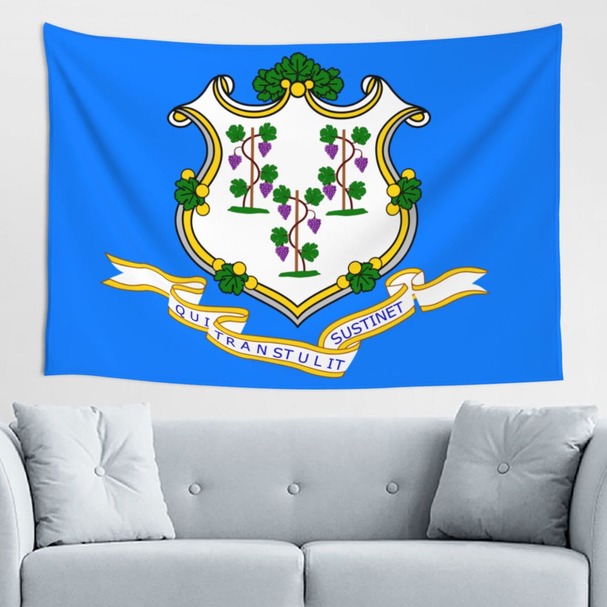 Connecticut State Seal Flag Tapestry, Aesthetic Wall Hanging Tapestries ...