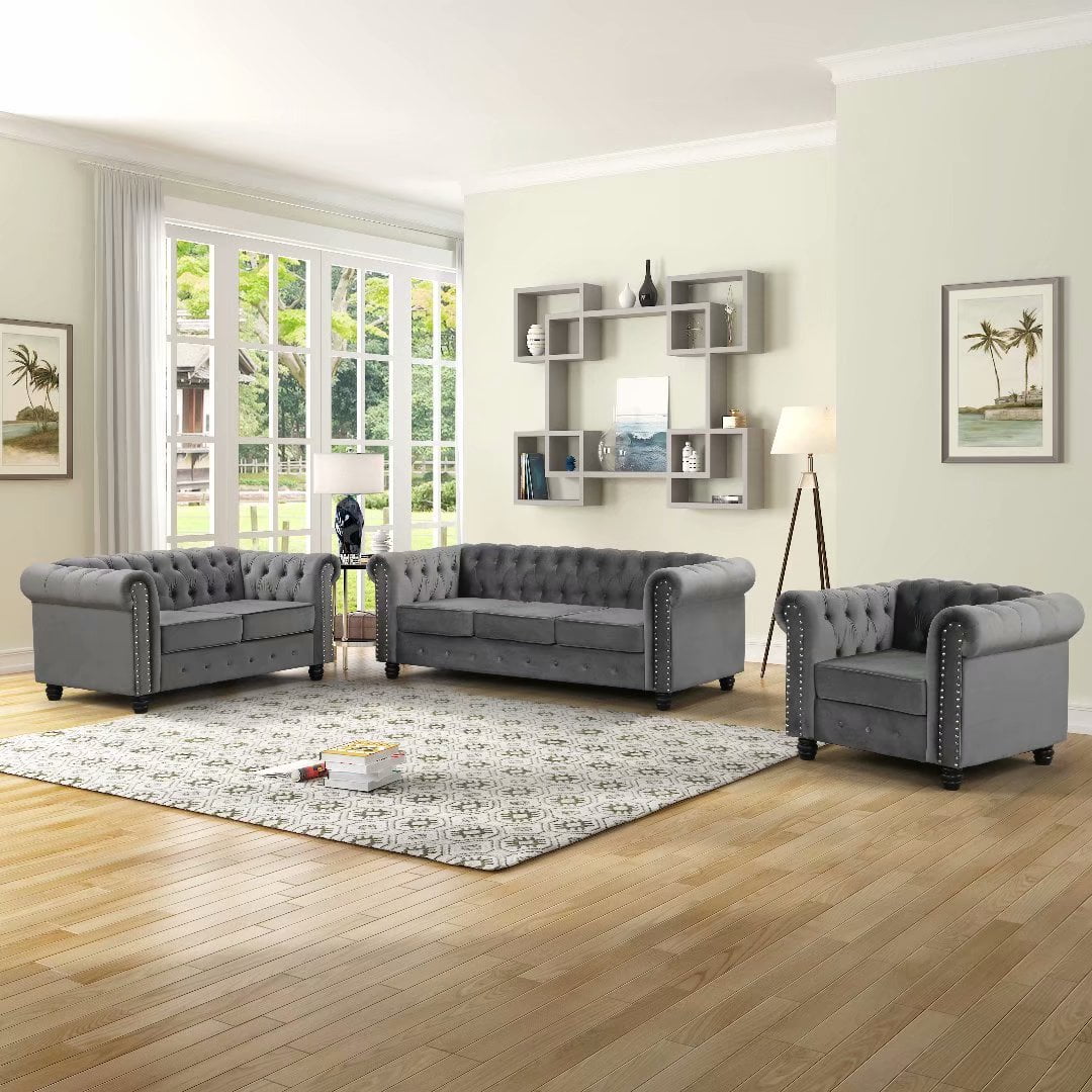 Light Grey Fabric Sofa Set | Cabinets Matttroy