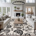 Farmhouse Black Floral Large Area Rugs 5x8 ft Linen Boho Flower Rustic ...