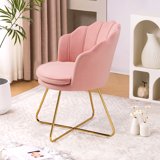 Furniliving Contemporary Velvet Armless Accent Chair & Vanity Stool ...