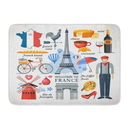 JSDART Paris Welcome to France Romance French Map Doormat Floor Rug ...