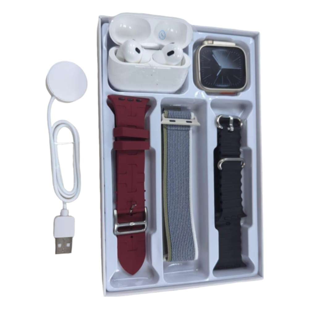 Smart Watch ET21 Ultra Max Carga Inalámbrica 3 Bandas y audifonos | Bodega Aurrera en línea