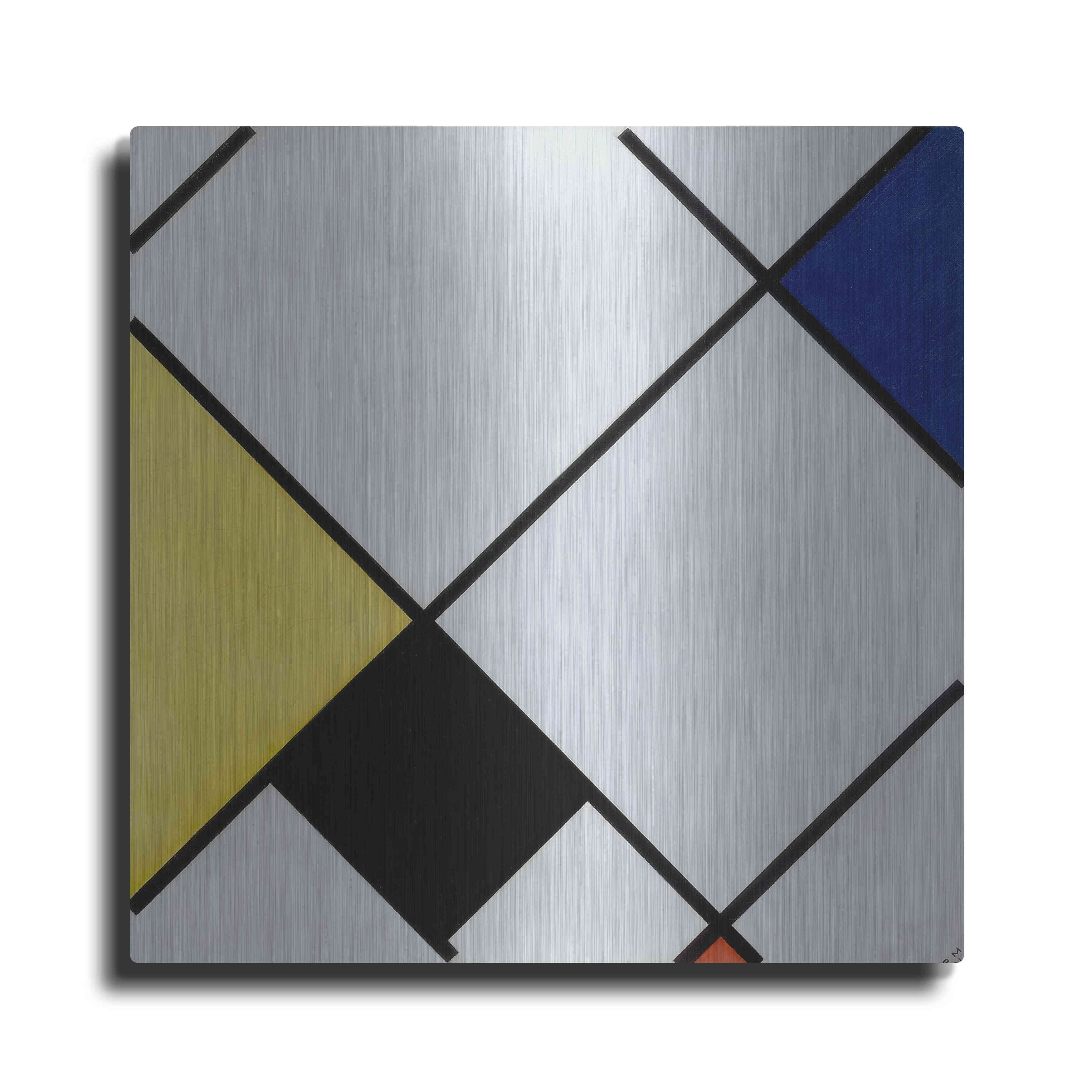 Luxe Metal Art 'Lozenge Composition with Yellow, Black, Blue, Red, and ...