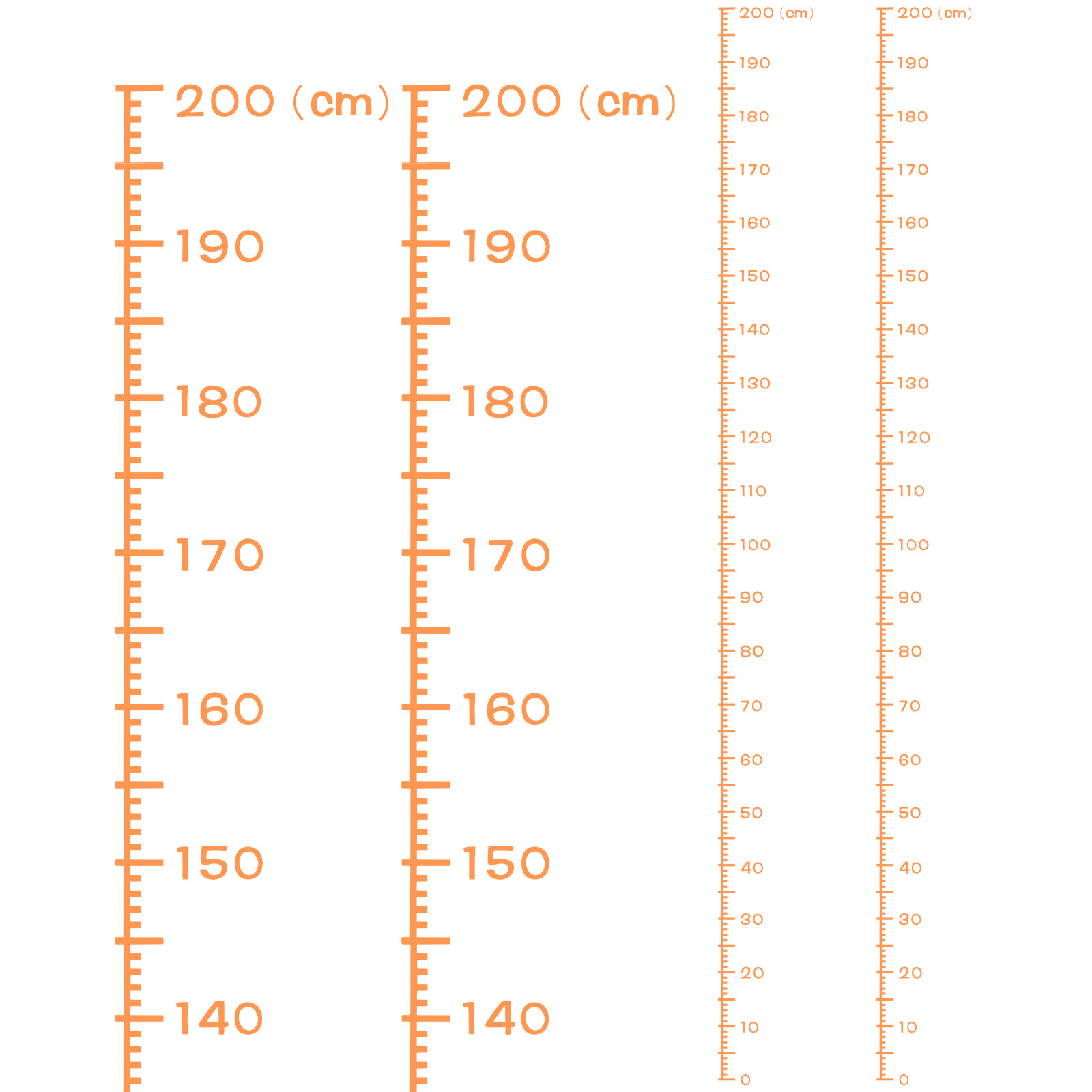 Height Chart Ruler 200cm Metric System PVC With Transfer Film Orange Height Chart Ruler 200cm Metric System PVC With Transfer Film Orange