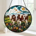 Cow Pasture Scene Stained Glass Style Window Suncatcher Hanging Decor ...