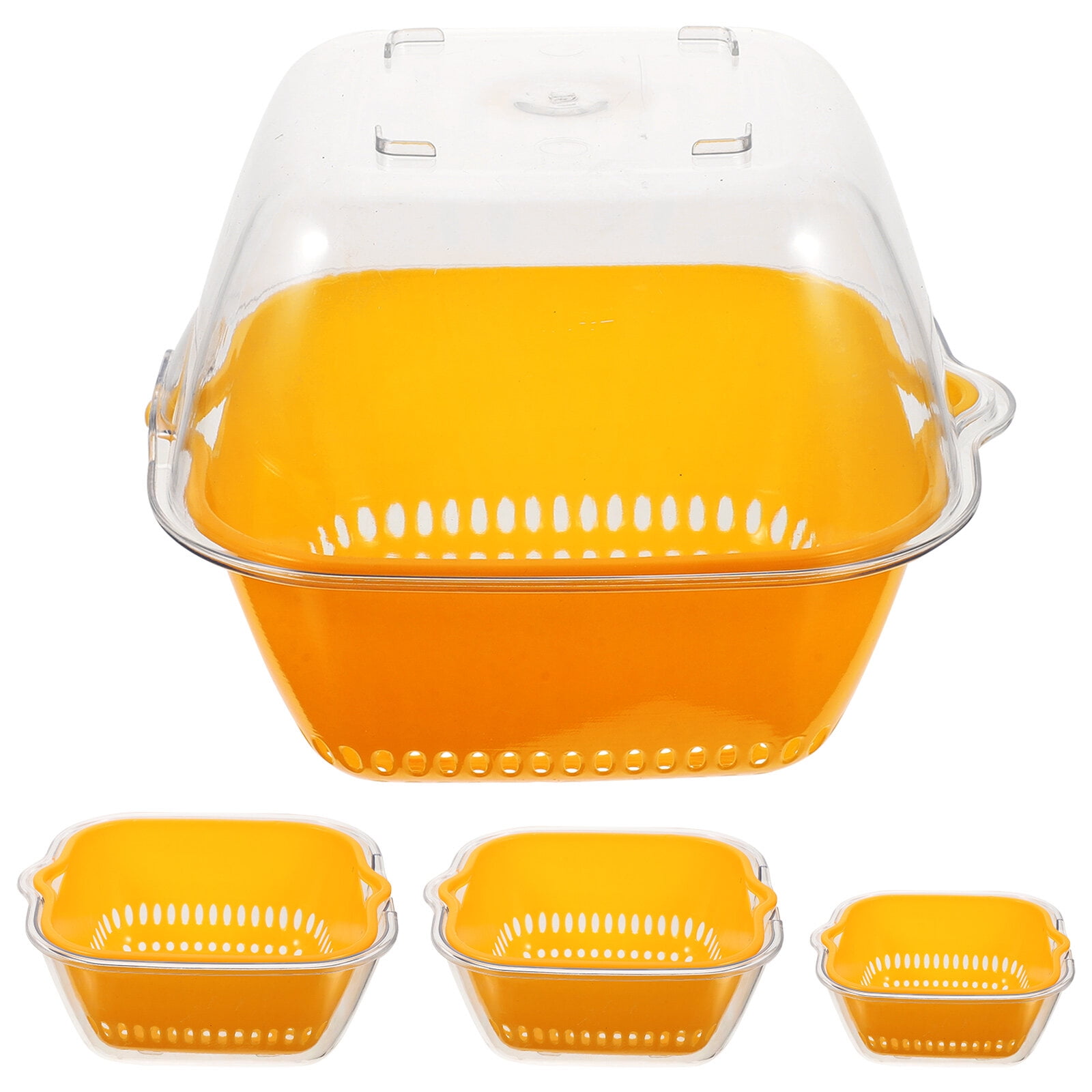 4pcs Plastic Strainer Bowl Double Layered Colander Bowl Fruit Vegetable ...