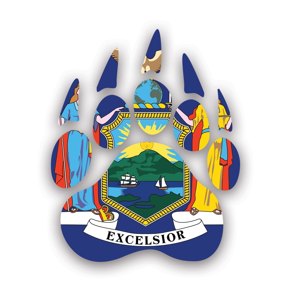 New York State Bear Print Shaped Sticker Decal - Self Adhesive Vinyl ...
