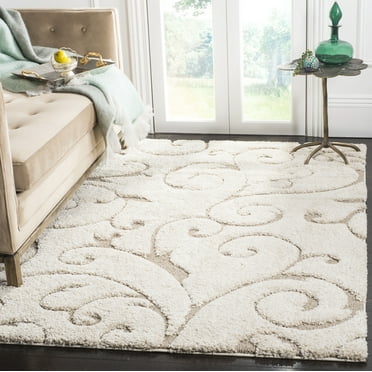 SAFAVIEH Charlotte Shag Ship Floral Area Rug, Cream/Beige, 8' x 10 ...