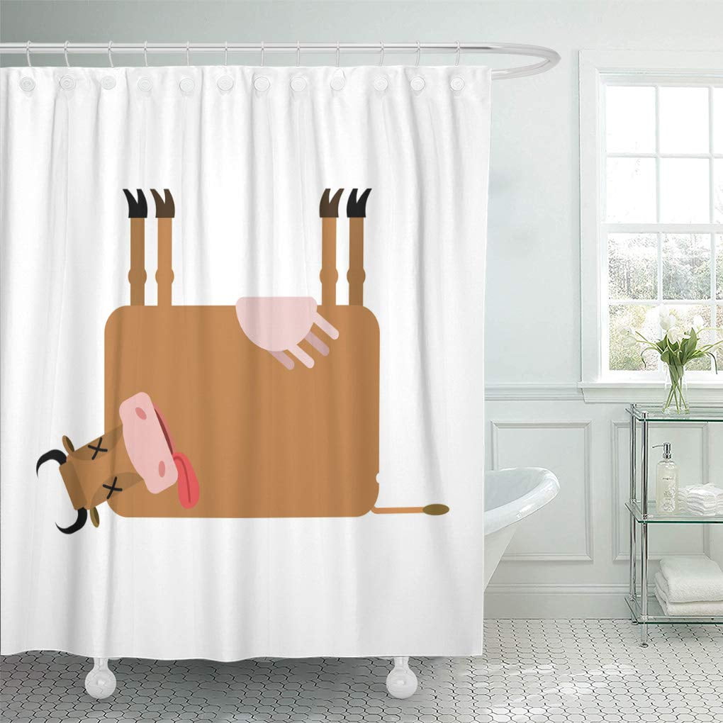 CYNLON Brown Dying Dead Cow Farm Corpse Cattle Barren Bathroom Decor ...