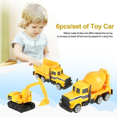 WALFRONT 6pcs/set 1:64 Scale Alloy & Plastic Engineering Car Truck Toy ...