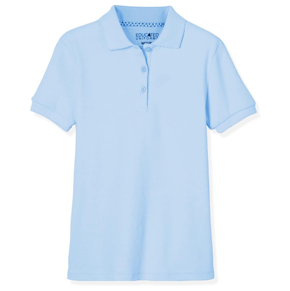 Educated Uniforms Girls 4-20 Short Sleeve Pique Polo Shirt Light Blue 7 ...