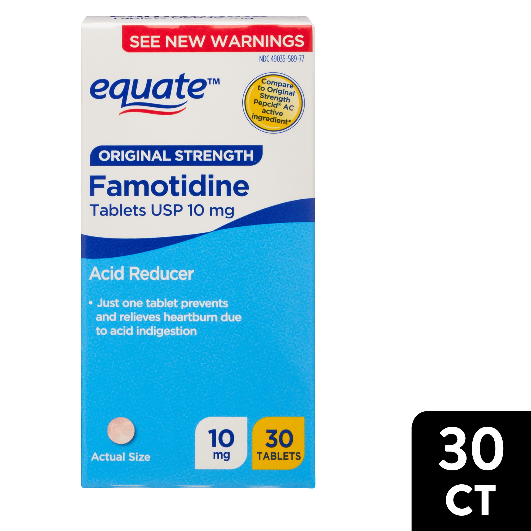 Buy Equate Original Strength Famotidine Tablets, 10 mg, 30 Count Online ...