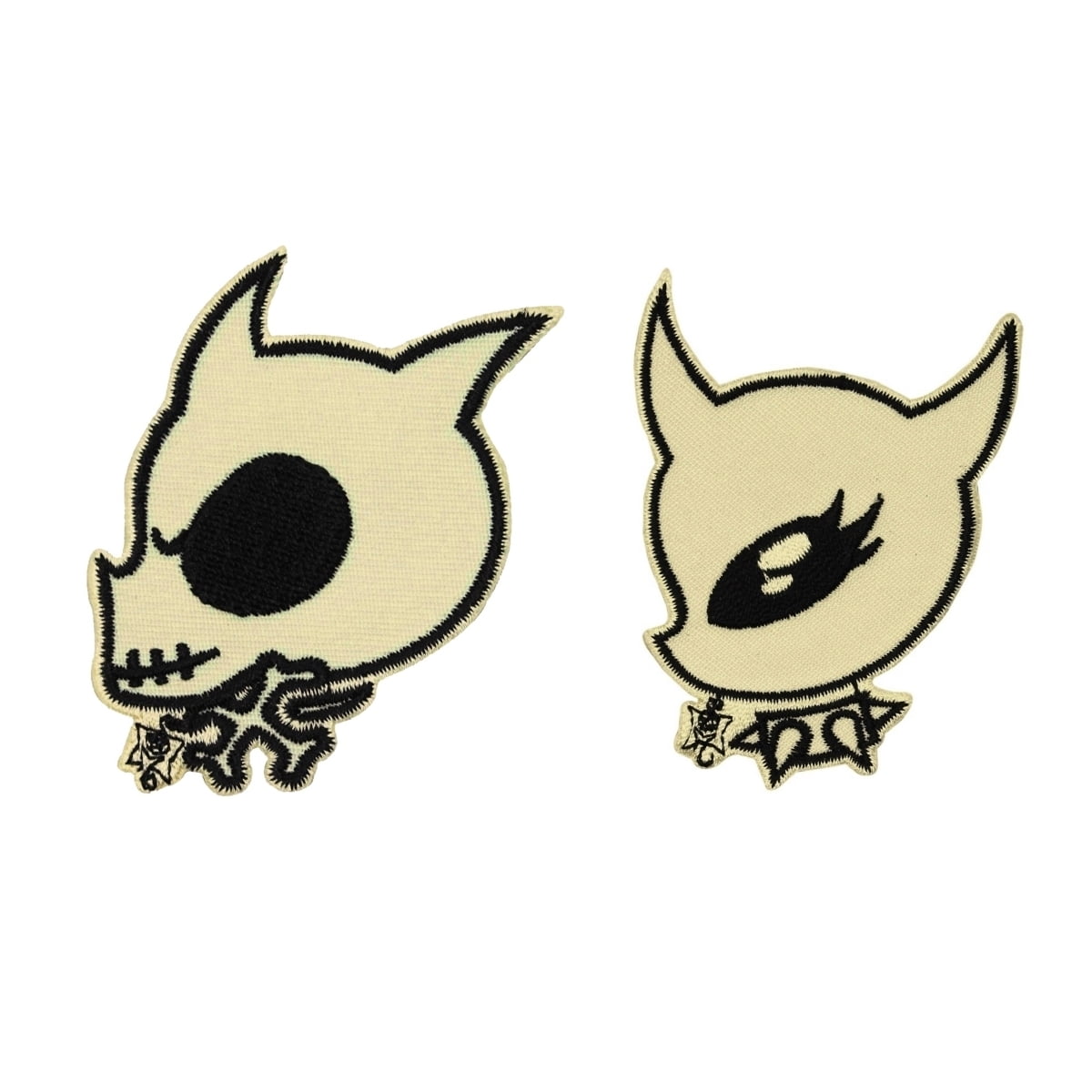 Set of 2 Boy Girl Demon Dog Patches Collared Devil Embroidered Iron On ...
