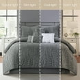 Lanco Natalie Fern Floral 7-Piece Bedding Comforter Set, Grey, Bed Size ...