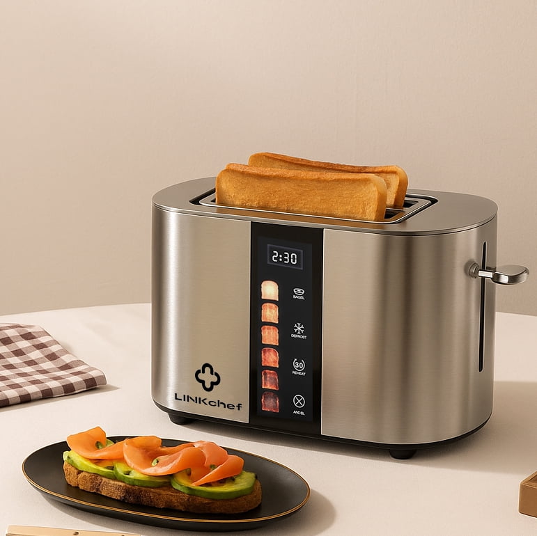 LINKChef 2-Slice Toaster – Touch Screen Control, Extra-Wide 1.5" Slots ...