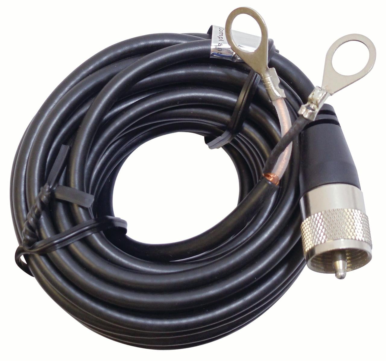 Marmat 12' RG58AU SINGLE LEAD COAX CABLE WITH 1 MOLDED PL259 AND 2 LUG ...