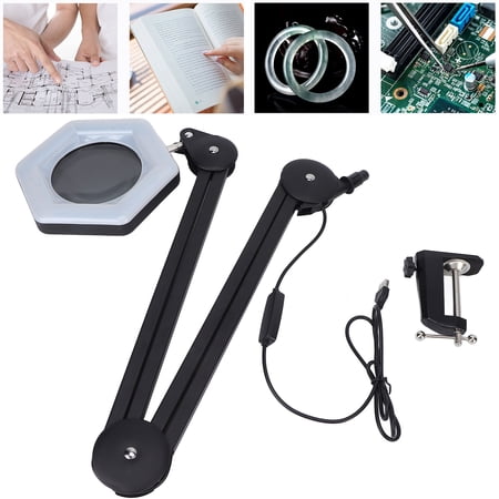 LED Magnifying Glass Desk Lamp With Clamp ,3 Color Modes 10 Levels ...