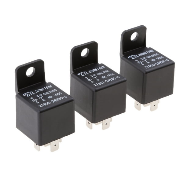 Unatoiry 3 Pieces Heavy Duty 24V 40AMP Pin Auto SPDT Relays 5 Boat ...