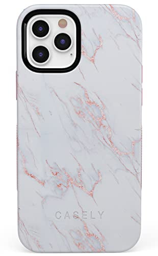 Casely iPhone 12 Pro Max Phone Case | Beautiful White and Pink Marble ...